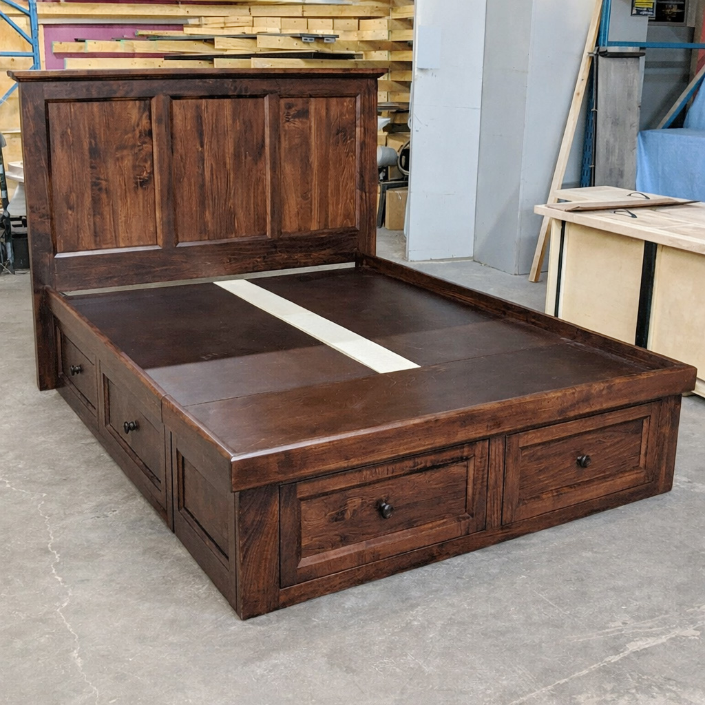 Algonquin Solid Wood Storage Bed Custom Canadian Handcrafted Bed