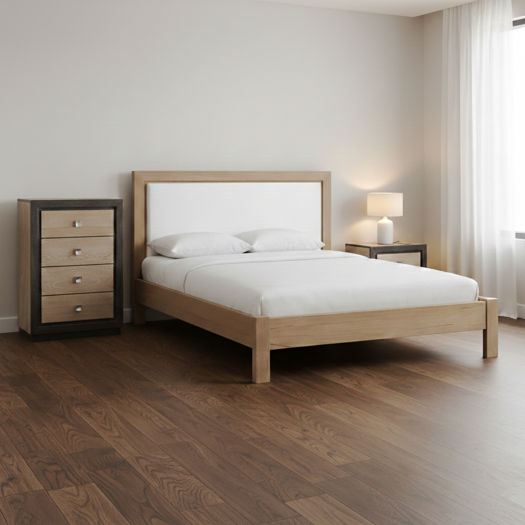 Thornlea Solid Wood Bed with Fabric Headboard | Canadian Upholstered Bed